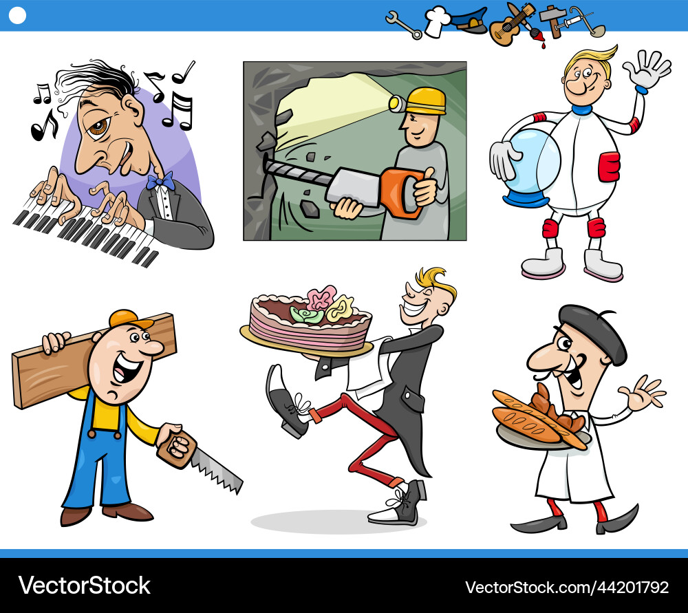 Cartoon people characters and their occupations Vector Image