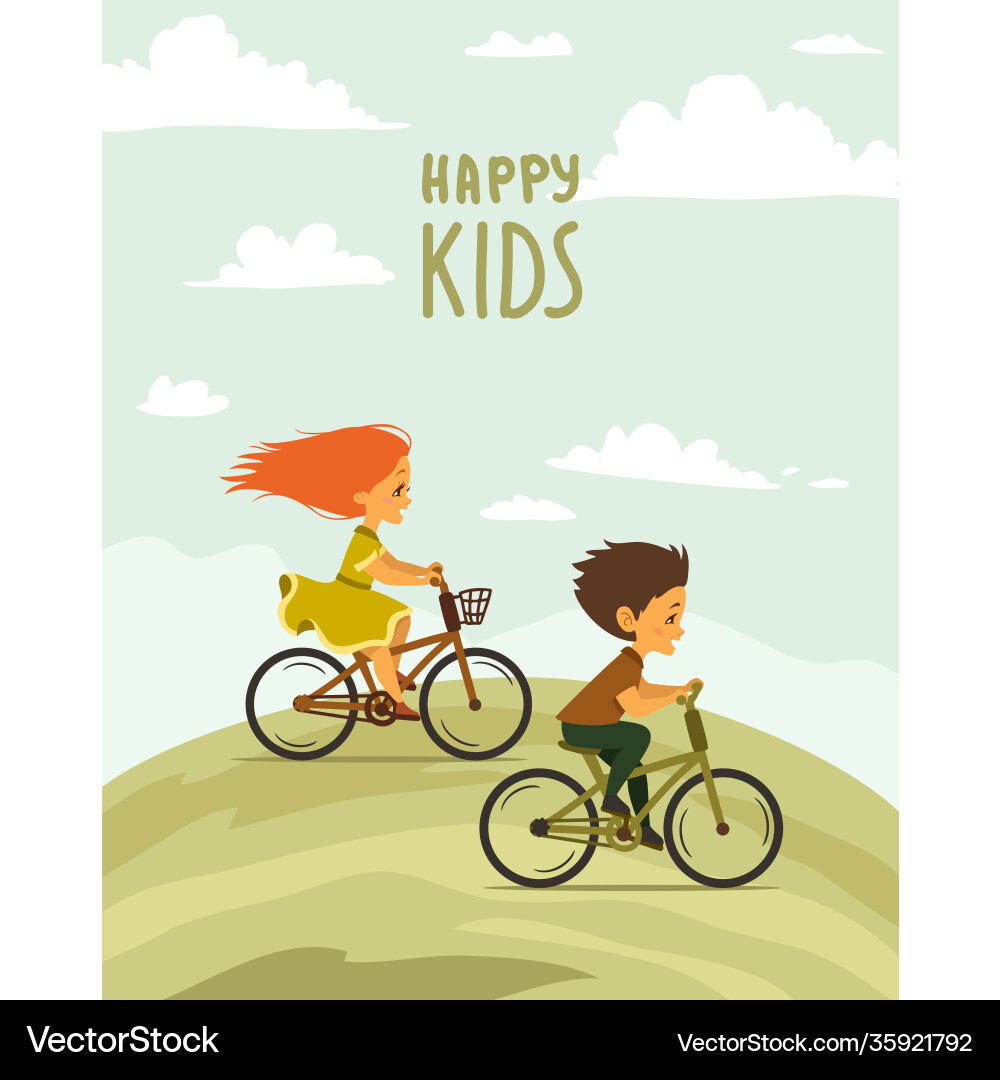 Children on a bike Royalty Free Vector Image - VectorStock