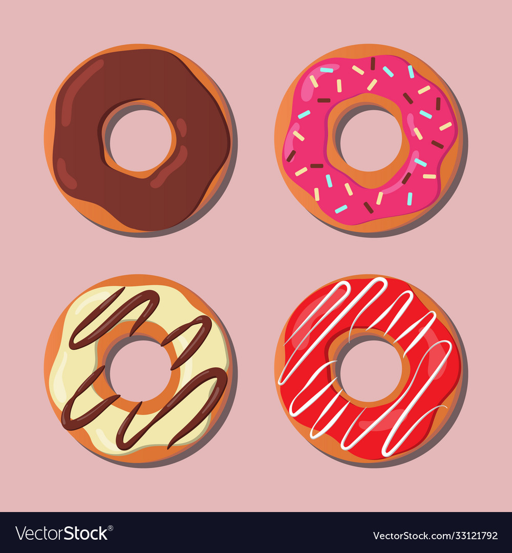 Dessert concept colorful donuts set design Vector Image