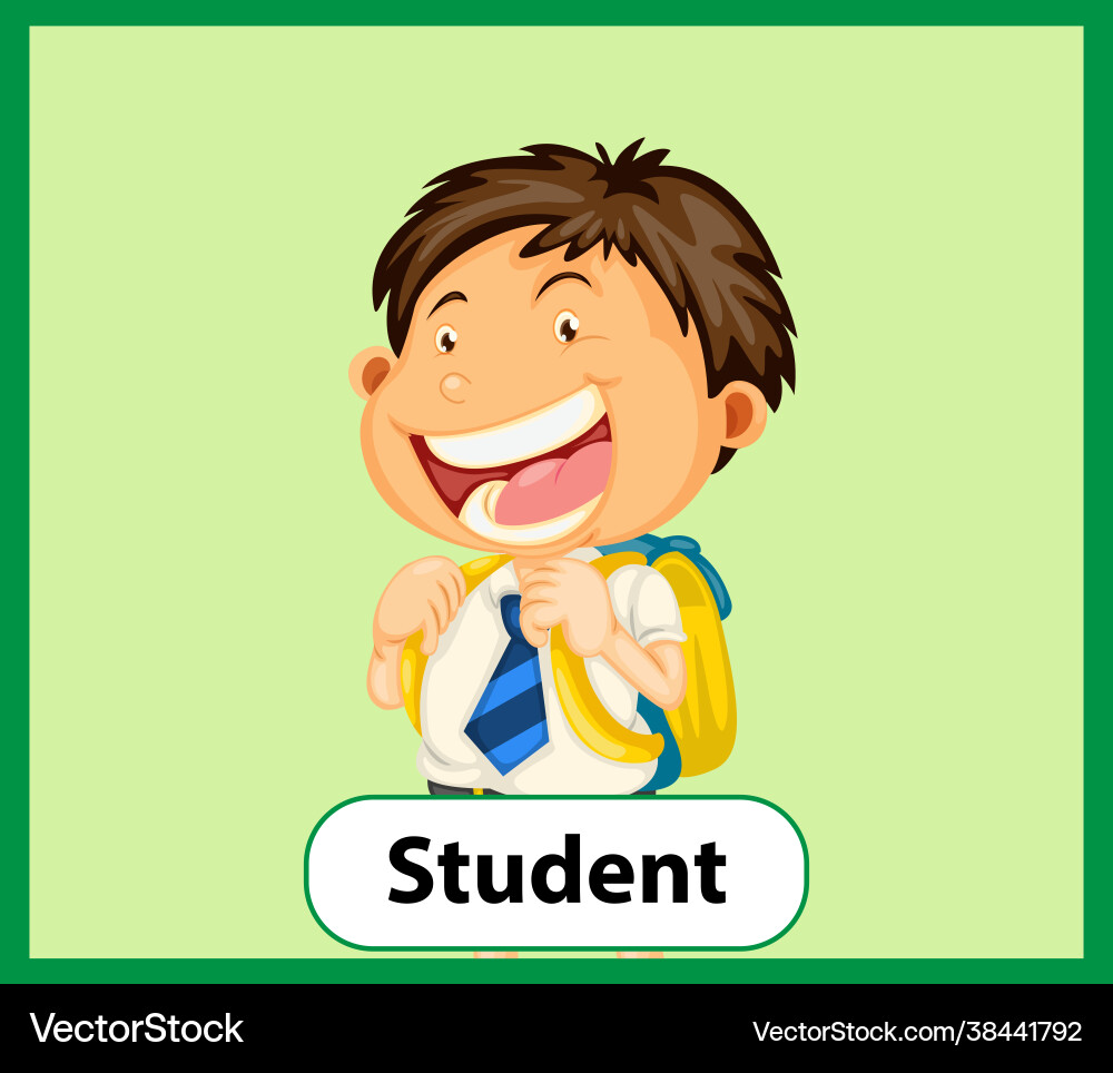 Educational english word card student Royalty Free Vector