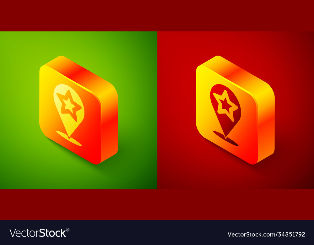 Isometric map pointer with star icon isolated Vector Image