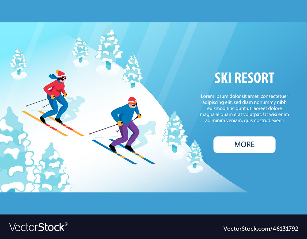 Isometric ski resort banner Royalty Free Vector Image