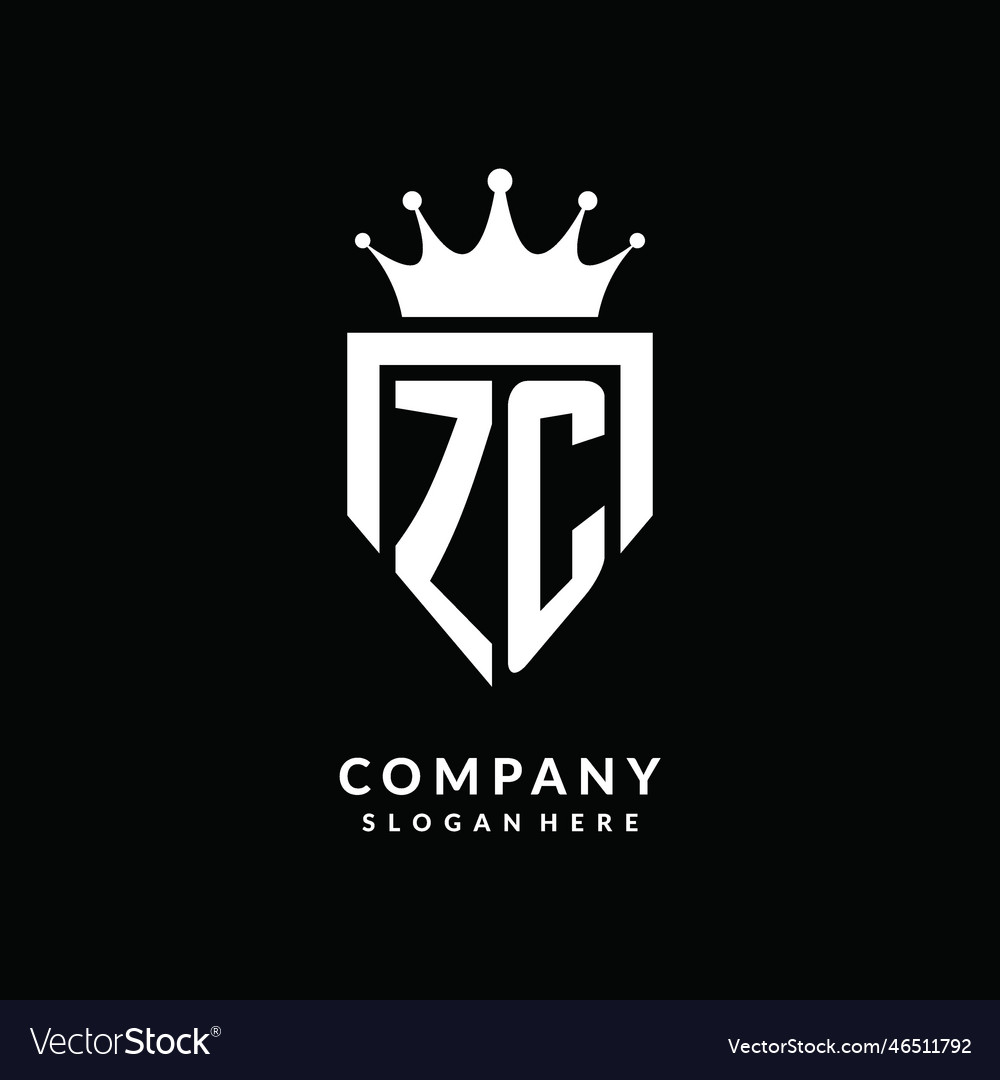 Letter zc logo monogram emblem style with crown Vector Image