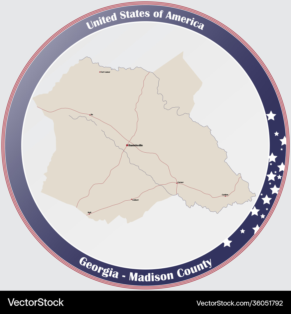 Map madison county in georgia Royalty Free Vector Image
