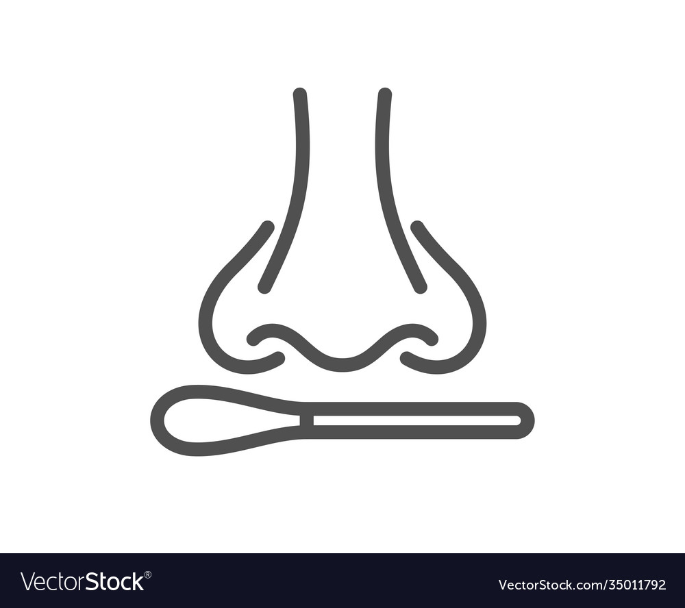 Nasal swab test line icon nose with cotton Vector Image Nasal swab test line icon nose with cotton Vector Image