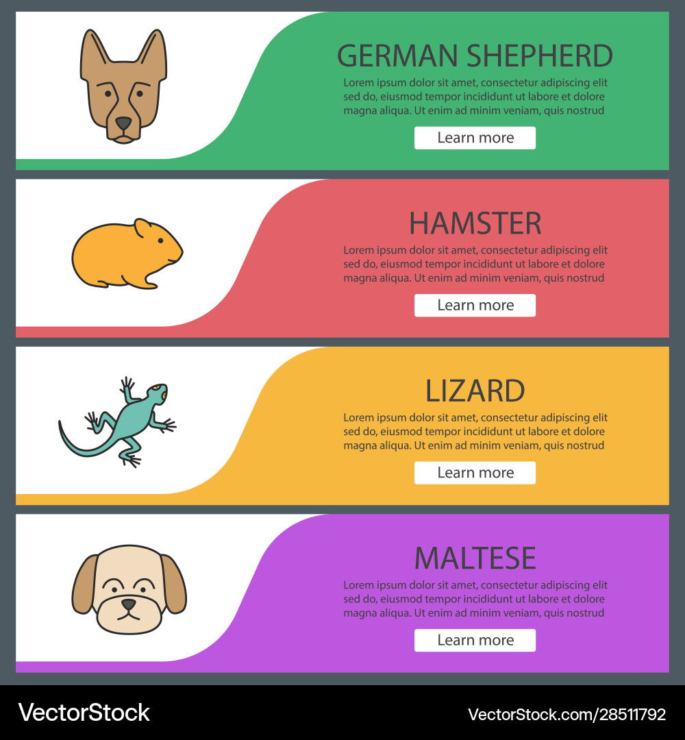 Pets web banner templates set Royalty Free Vector Image
