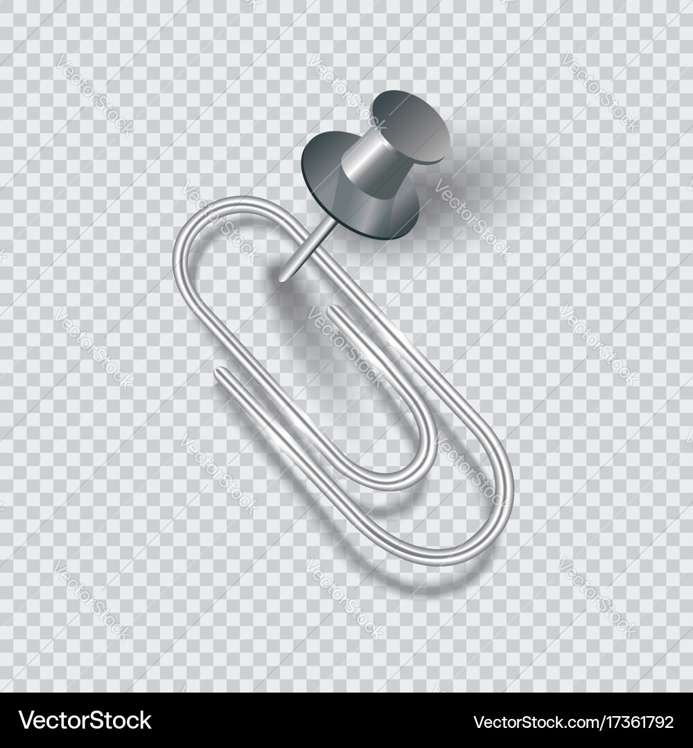 Realistic clip and pin on transparent background Vector Image