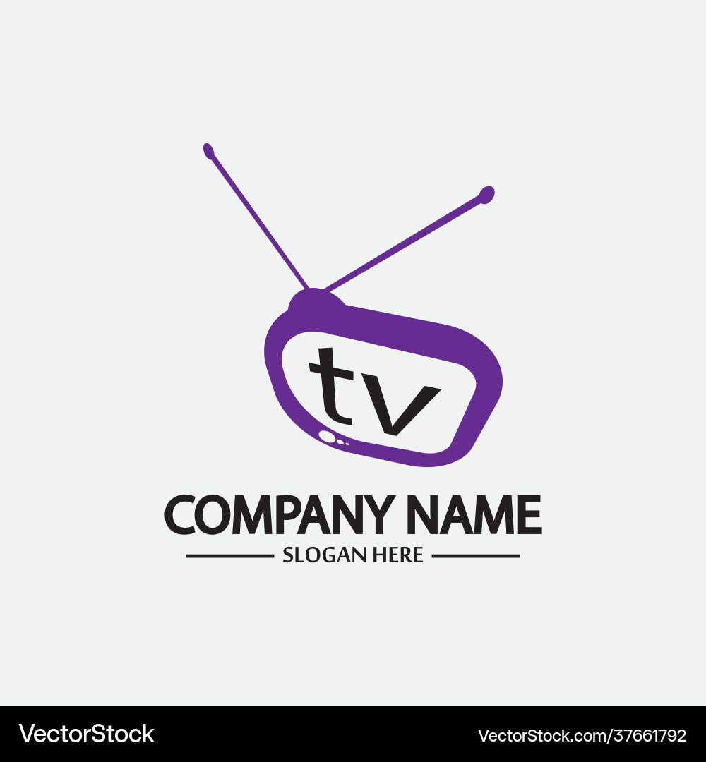 Tv logo design media technology symbol Royalty Free Vector