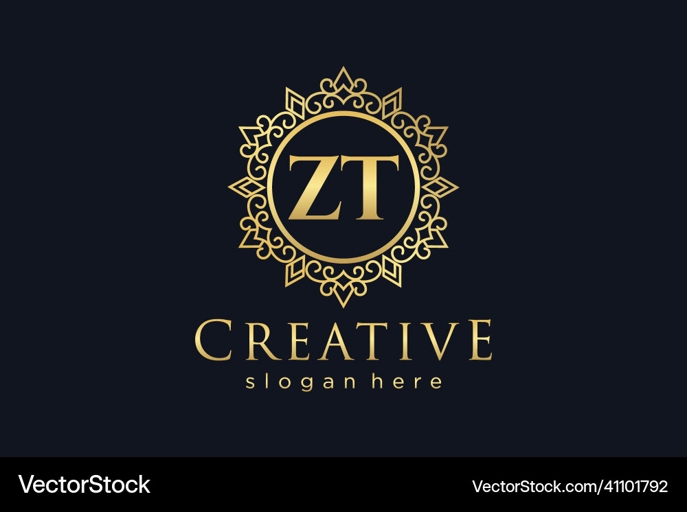 Zt initial letter luxury calligraphic feminine Vector Image