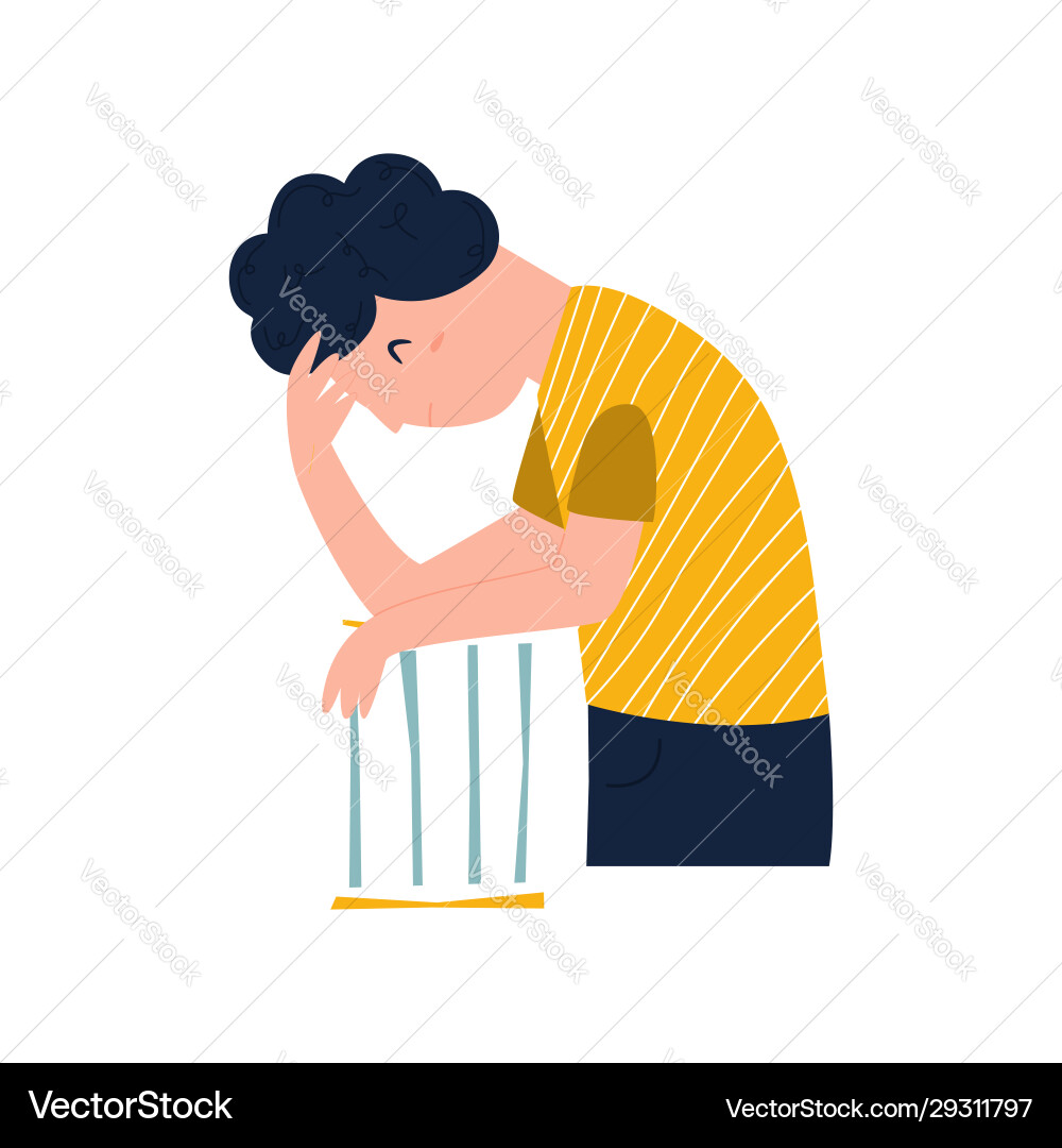 A shamed unhappy sad man Royalty Free Vector Image