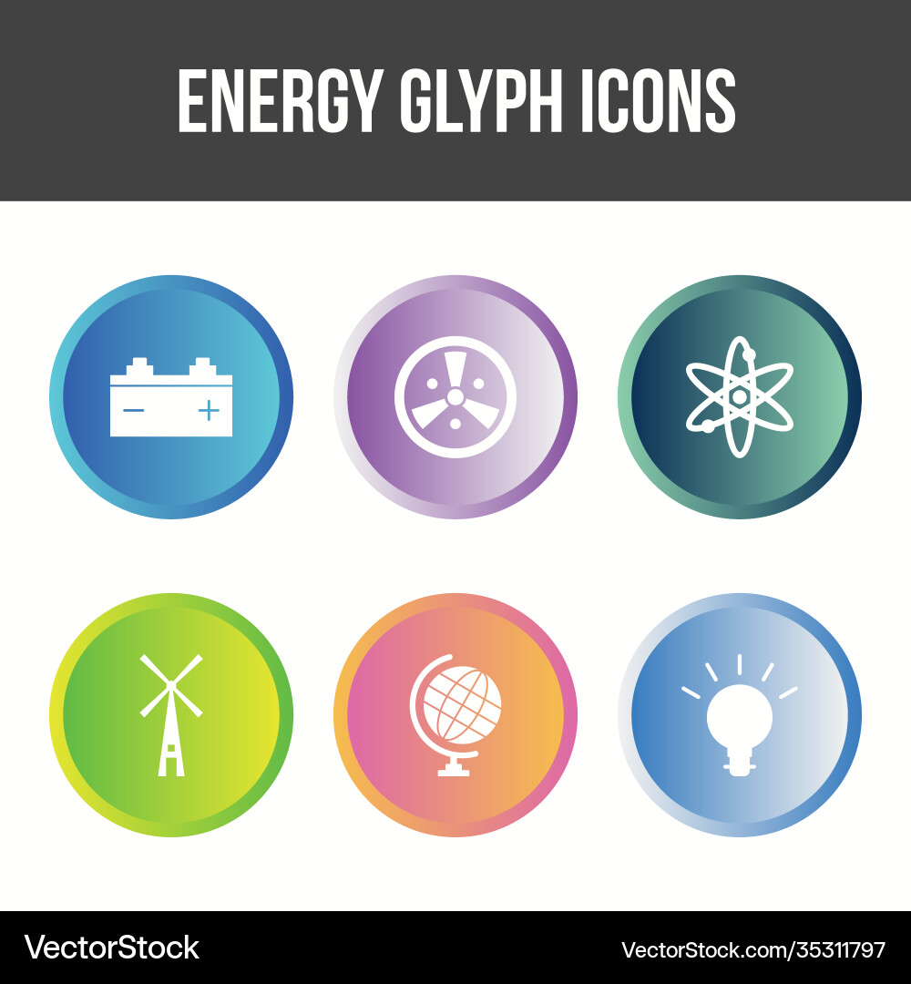 Beautiful unique energy icon set Royalty Free Vector Image