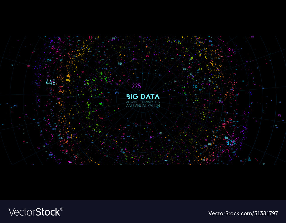 Big data cloud visualization futuristic Royalty Free Vector