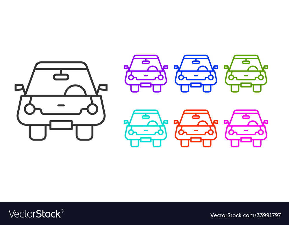 Black line car icon isolated on white background Vector Image