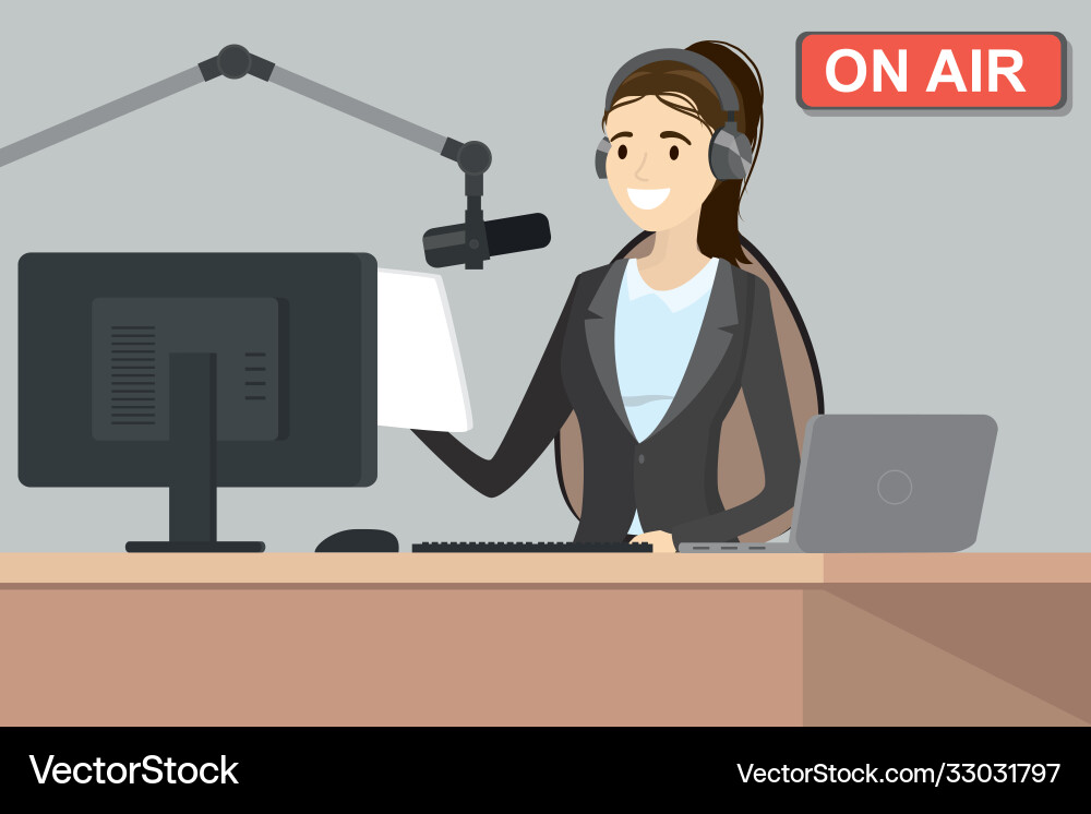 Broadcasting radio host speaks Royalty Free Vector Image