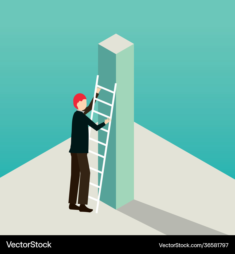 Businessman climb ladder Royalty Free Vector Image