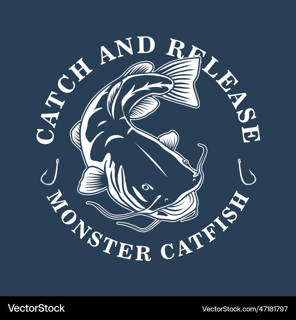 Catfish fishing logo design Royalty Free Vector Image