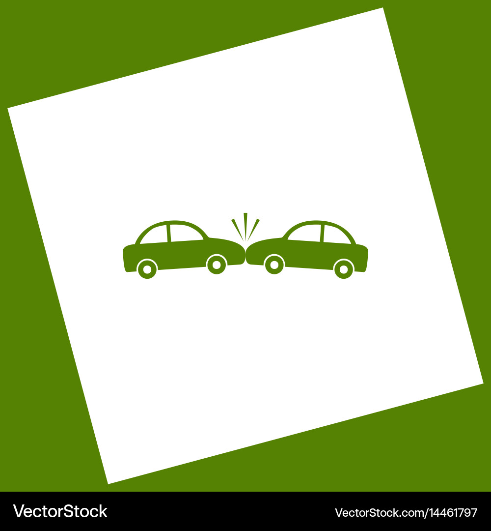 Crashed cars sign white icon obtained Royalty Free Vector