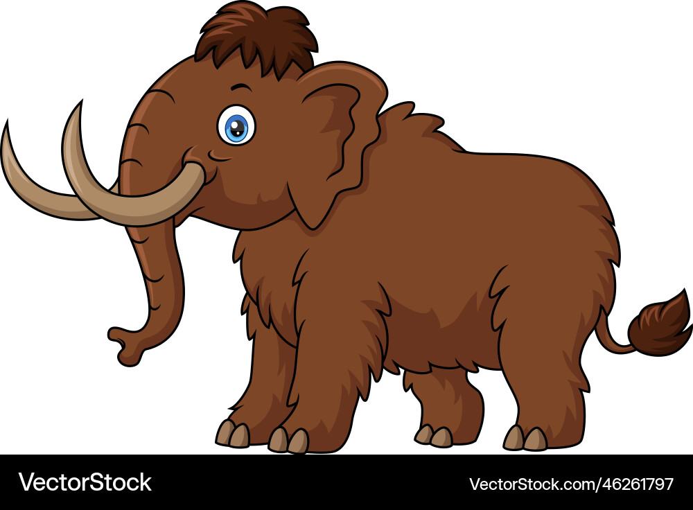 Cute mammoth cartoon on white background Vector Image