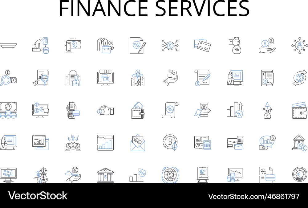 Finance services line icons collection hammer Vector Image