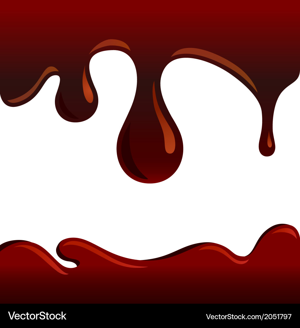 Flowing brown syrup chocolate drops Royalty Free Vector