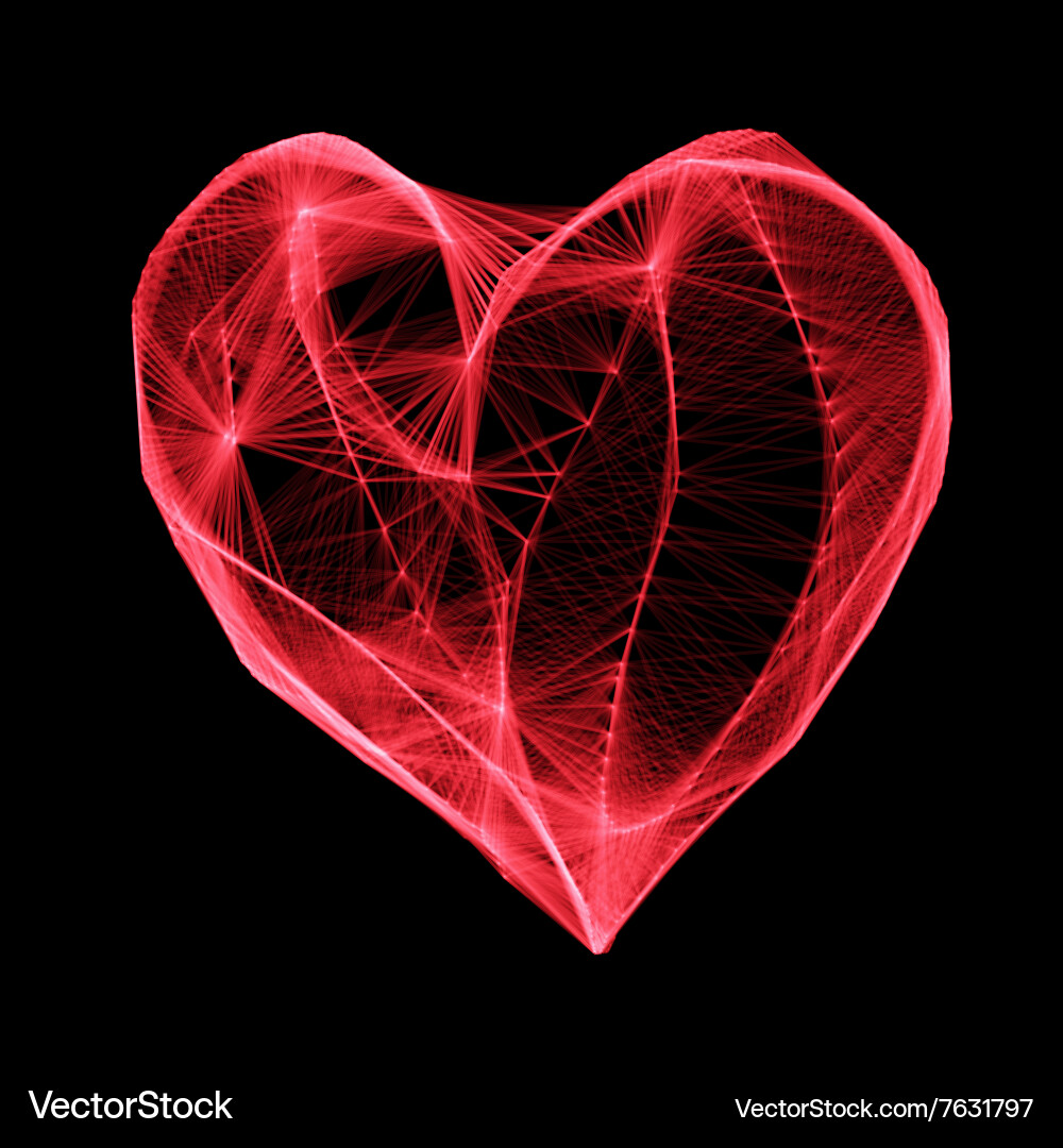 Grid heart with cube for valentine greeting card Vector Image