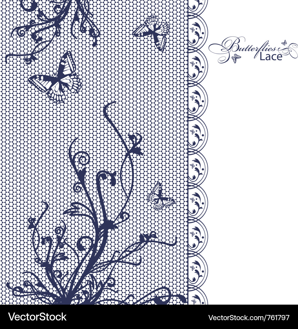 Lace butterflies floral frame Royalty Free Vector Image