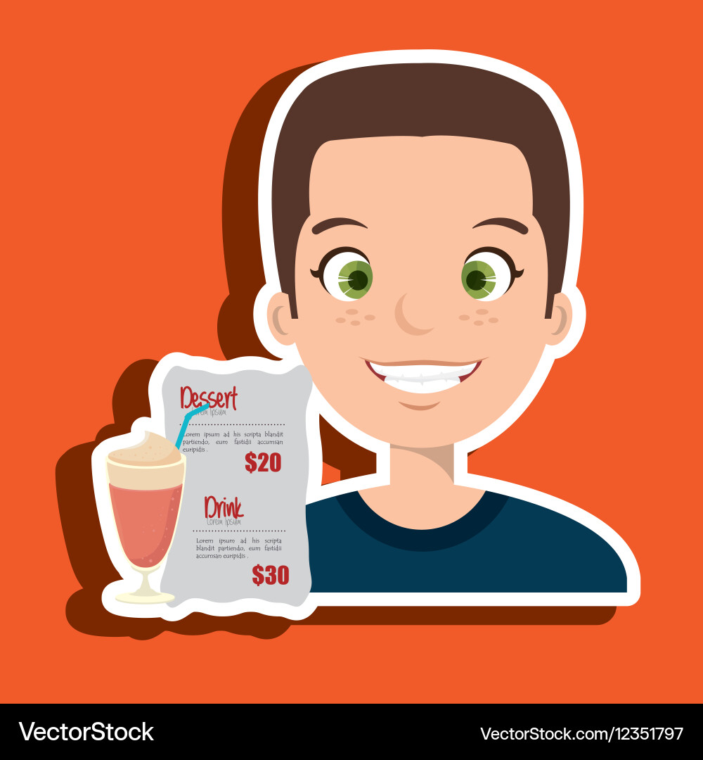 Man cartoon menu food Royalty Free Vector Image