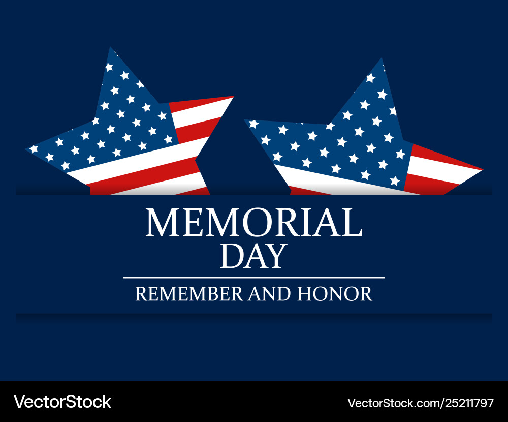 Memorial day remember and honor star with flag Vector Image