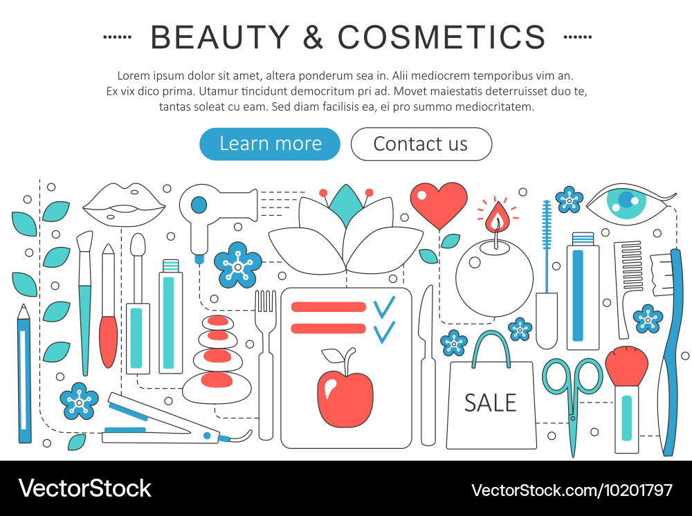 Modern flat thin line design beauty and cosmetics Vector Image