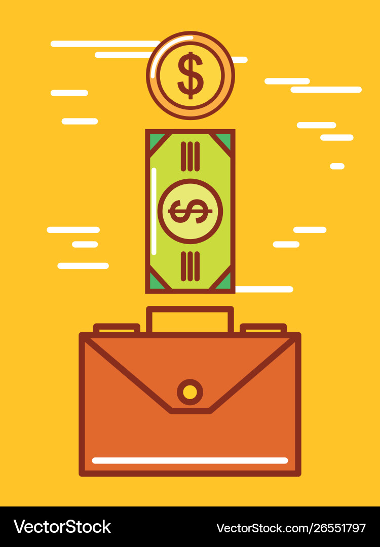 Money icon over yellow background design Vector Image