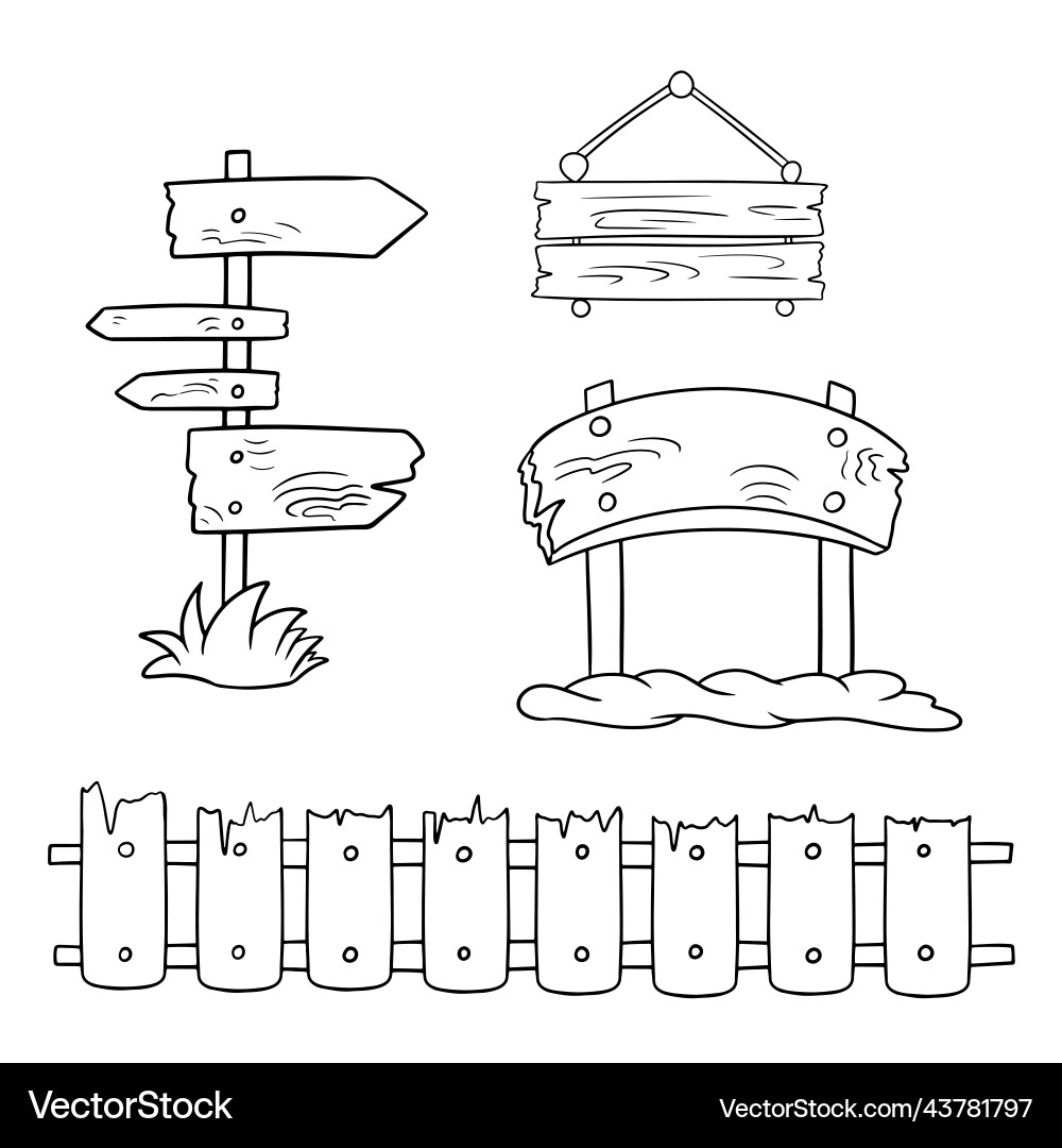 Monochrome icon set vintage wooden objects Vector Image