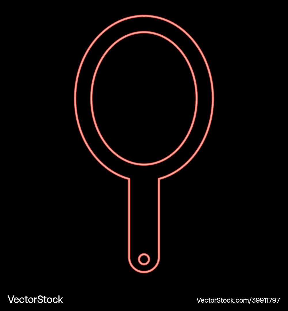 Neon hand mirror red color flat style image Vector Image