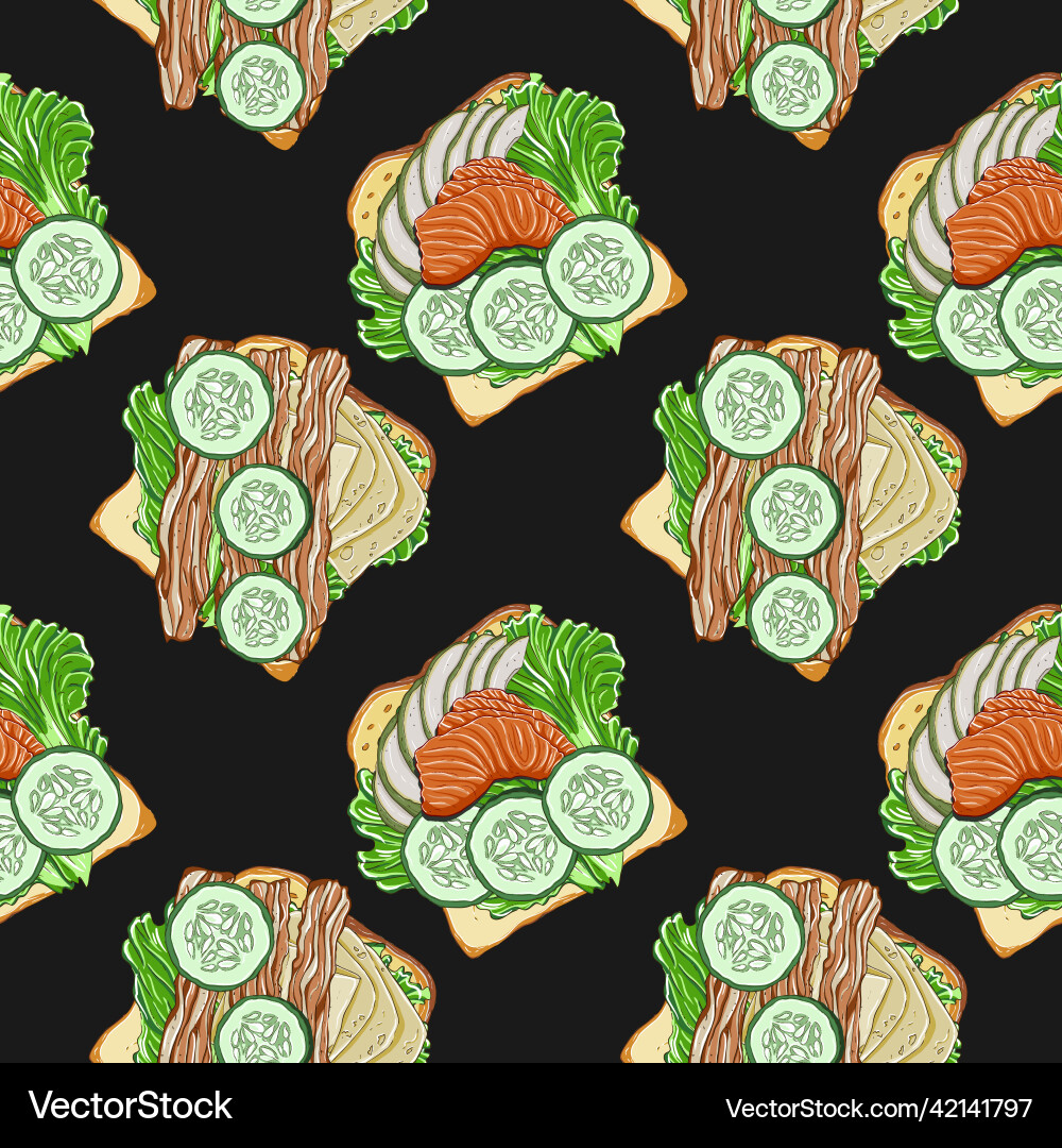 Pattern with the image of sandwiches Royalty Free Vector