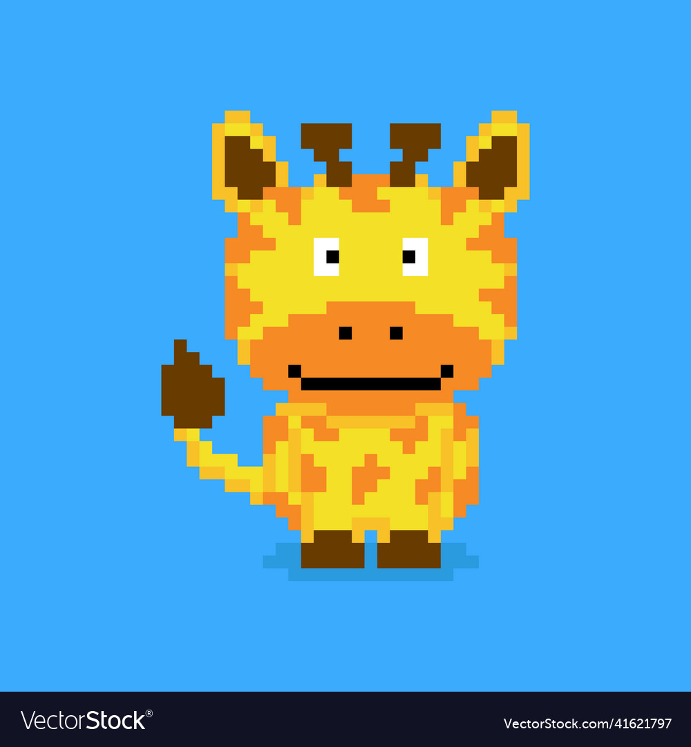 Pixel art giraffe character Royalty Free Vector Image