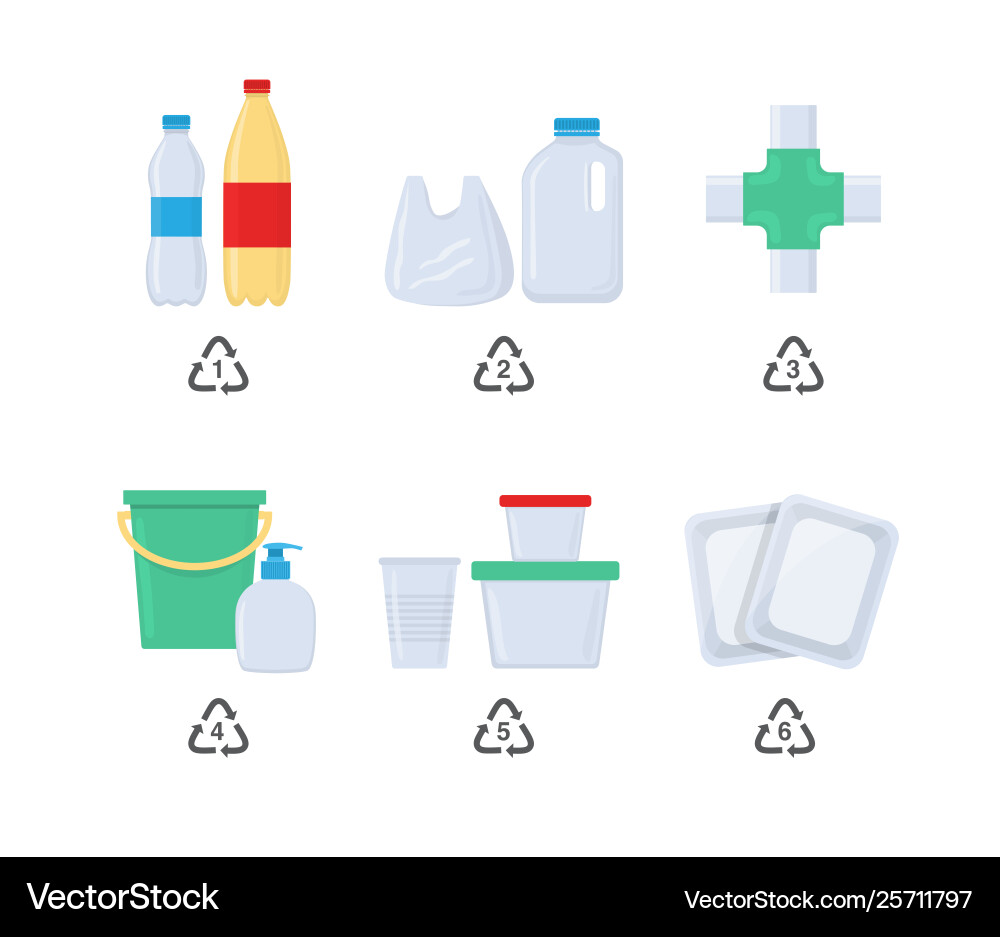 Plastic codes in recycle reuse reduce concept with