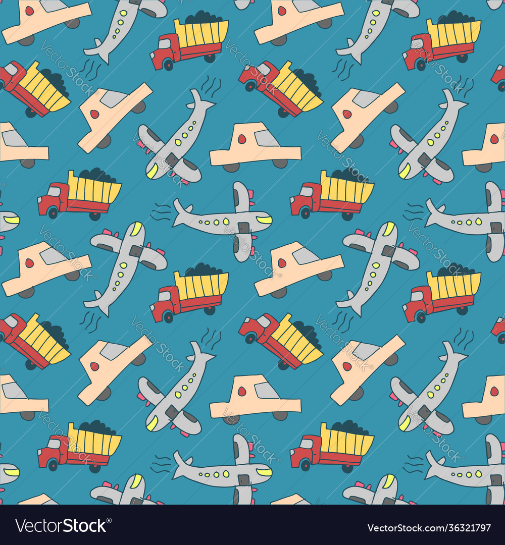Seamless pattern transport pattern Royalty Free Vector Image