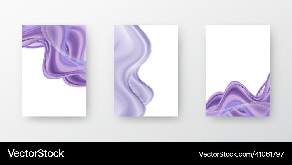 Set of three templates with transparent flow wave Vector Image