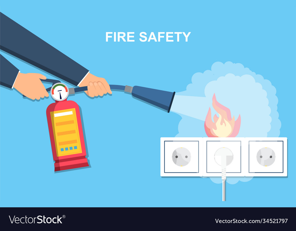 Socket and plug on fire from overload Royalty Free Vector