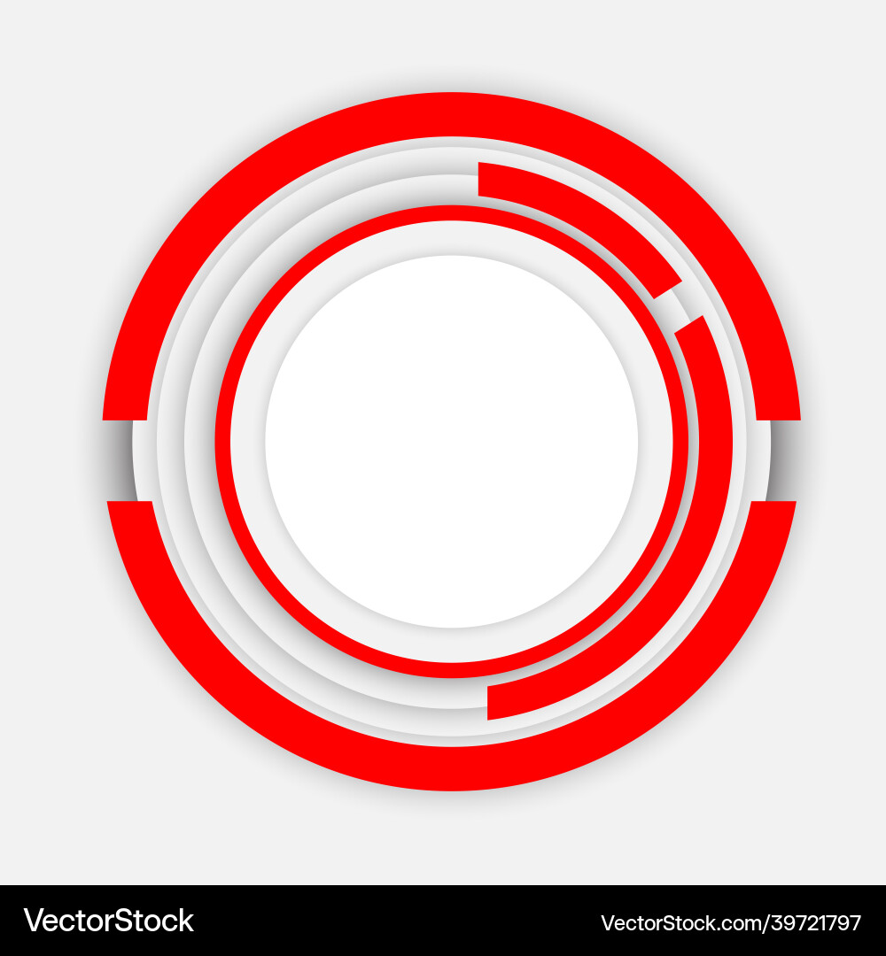 White and red paper circles stacked with shadows Vector Image