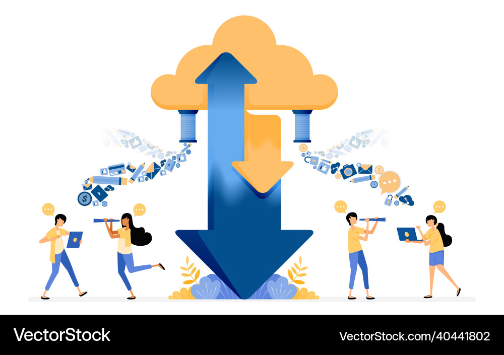 Banner design of sharing upload and download data Vector Image