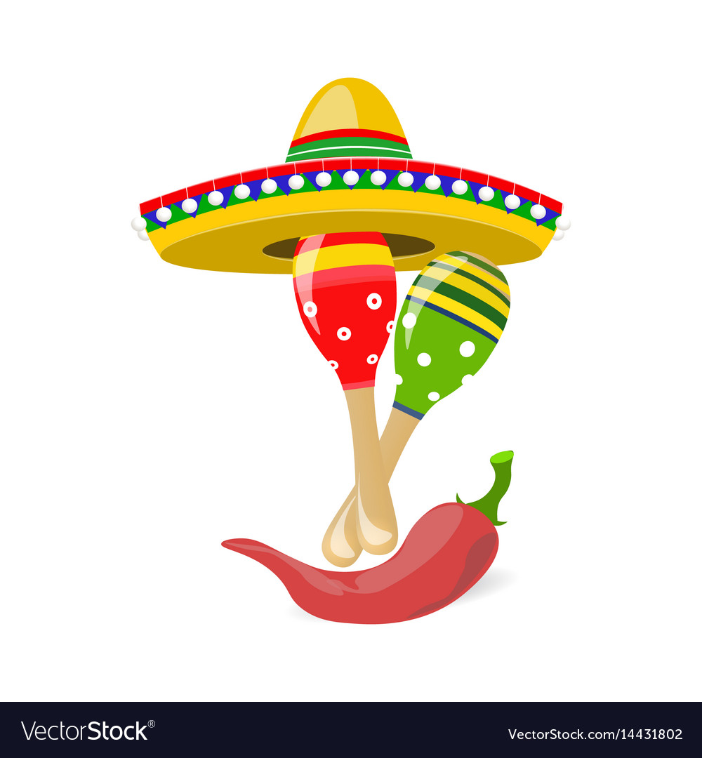 Cinco de mayo fun holiday sombrero maracas and Vector Image