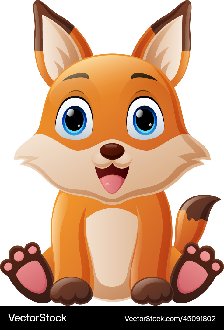 Cute little fox cartoon sitting Royalty Free Vector Image