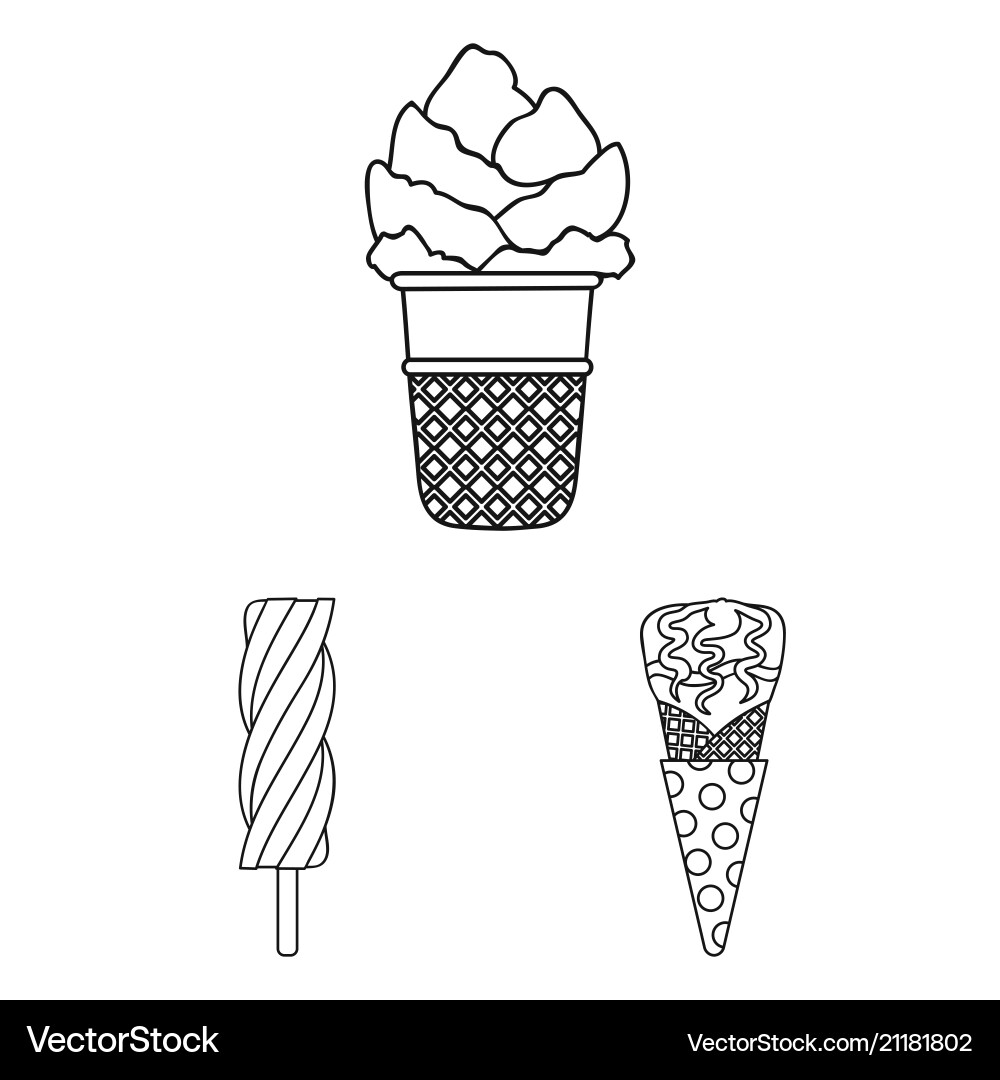 Different ice cream outline icons in set Vector Image