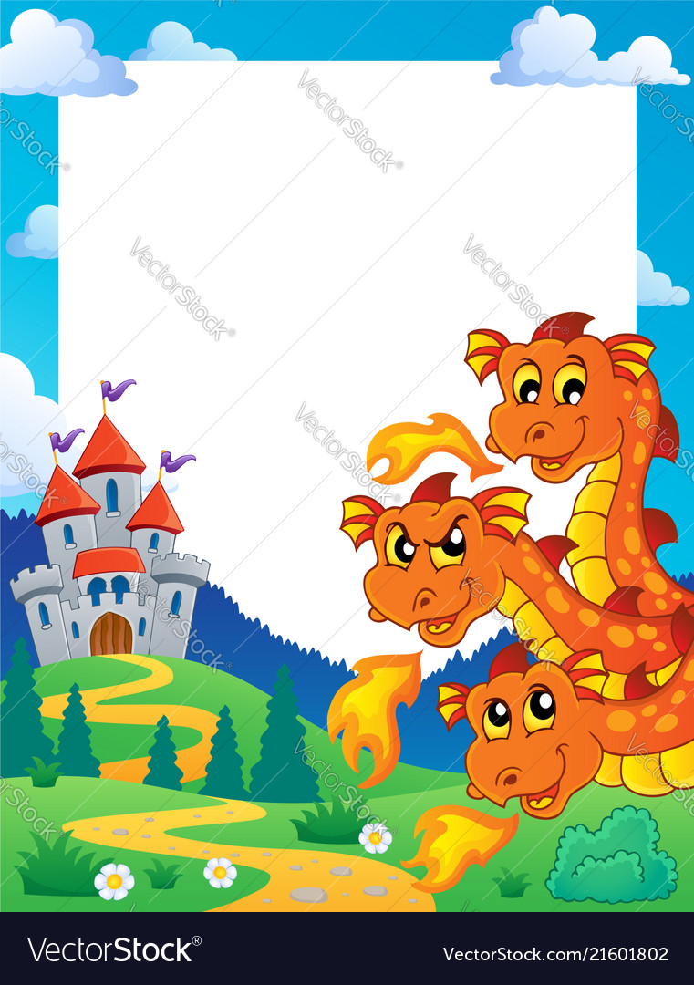 Dragon theme frame 1 Royalty Free Vector Image