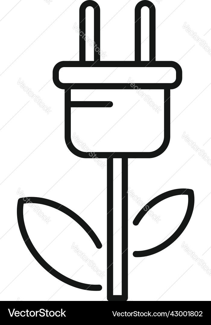 Eco plant plug icon outline clean power Royalty Free Vector