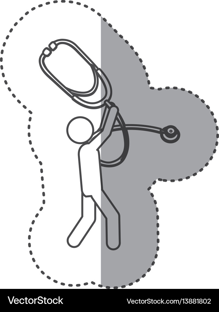 Figure person with stethoscope tool in his hands Vector Image