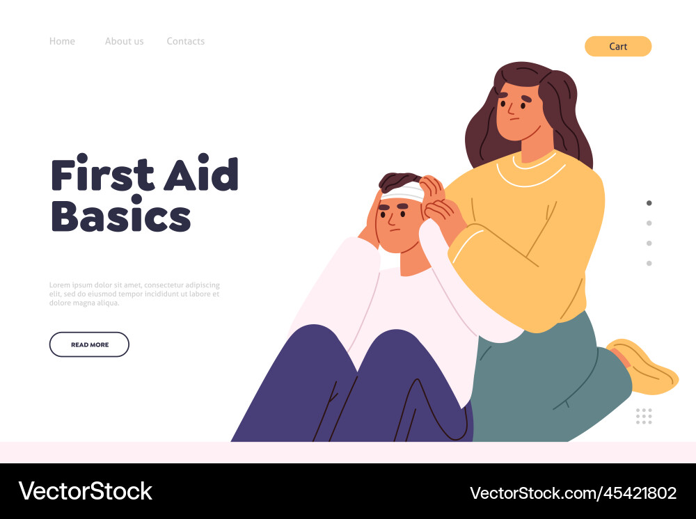 First aid basics concept of landing page Vector Image