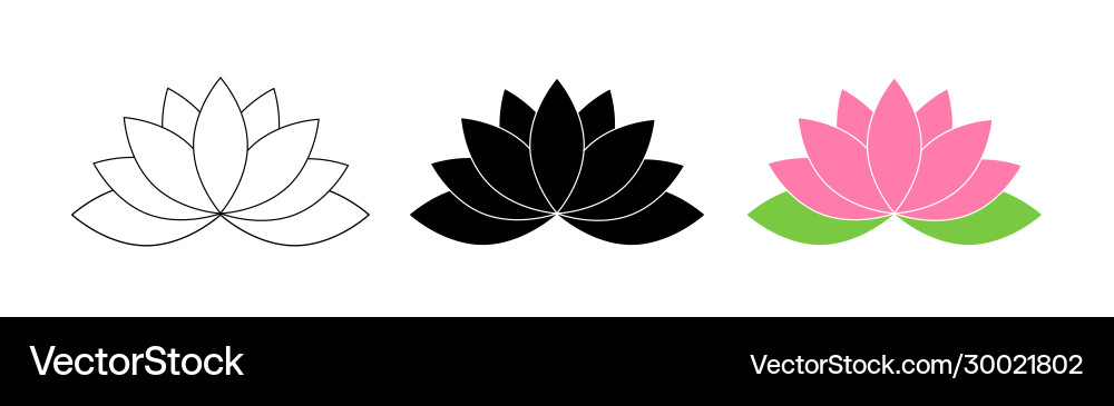 Lotus flowers in flat design isolated Royalty Free Vector