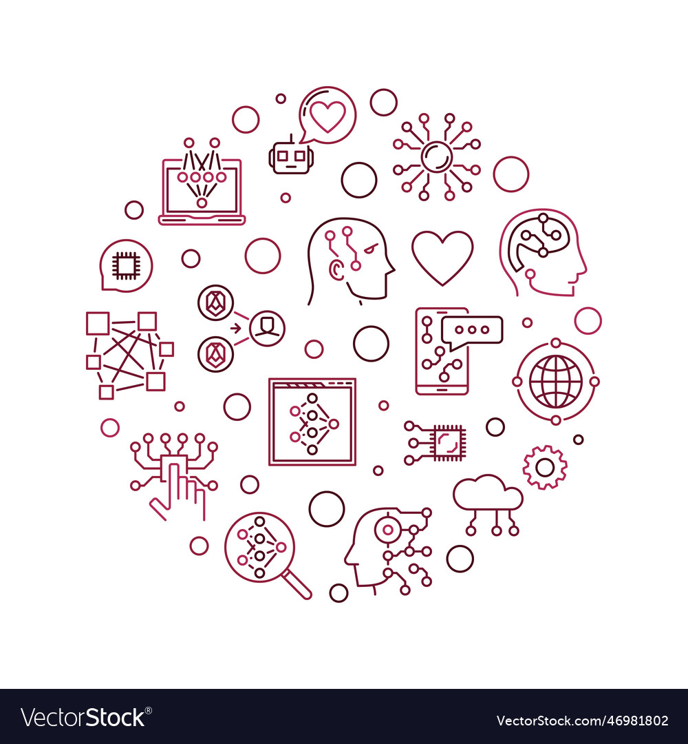 Machine learning line round banner circle shaped Vector Image