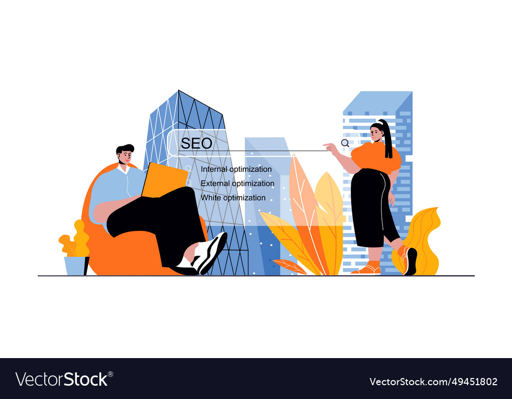 Seo optimization web concept with people in flat Vector Image